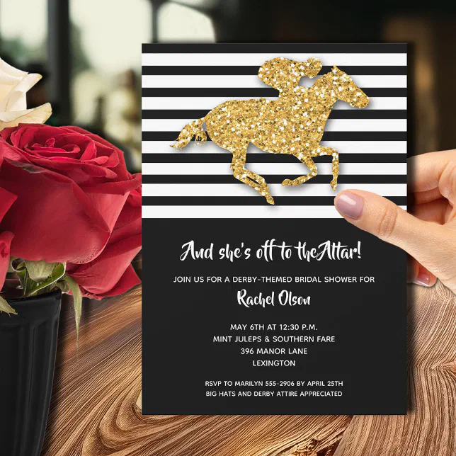 Off to the Altar Derby Horse Bridal Shower Invitation | Zazzle