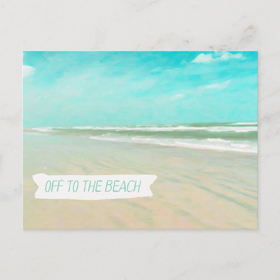 Off to the beach! Change of Address Postcards | Zazzle