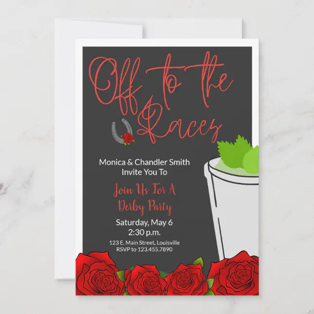Off to the Races Horse Racing Party Roses Derby Invitation | Zazzle