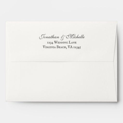 Off White, Beige | Return Address on Back Wedding Envelope | Zazzle