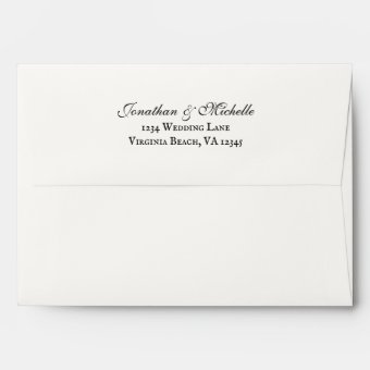 Off White - Black | Return Address on Back Wedding Envelope | Zazzle