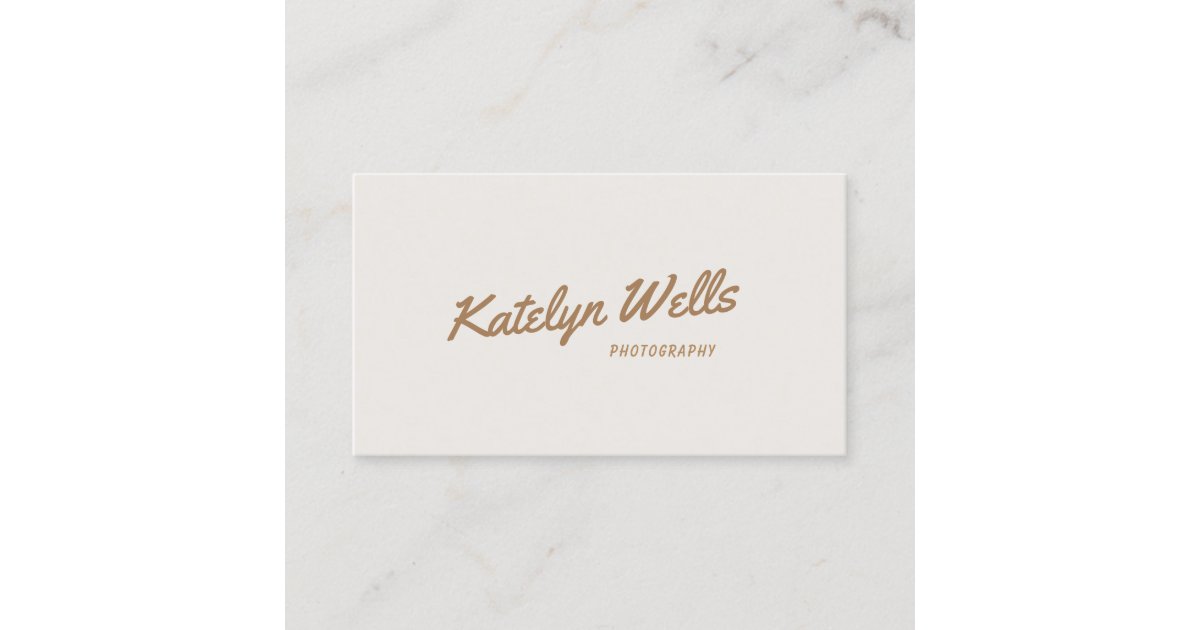 Off White Gold Handwritten Script Typography Business Card | Zazzle
