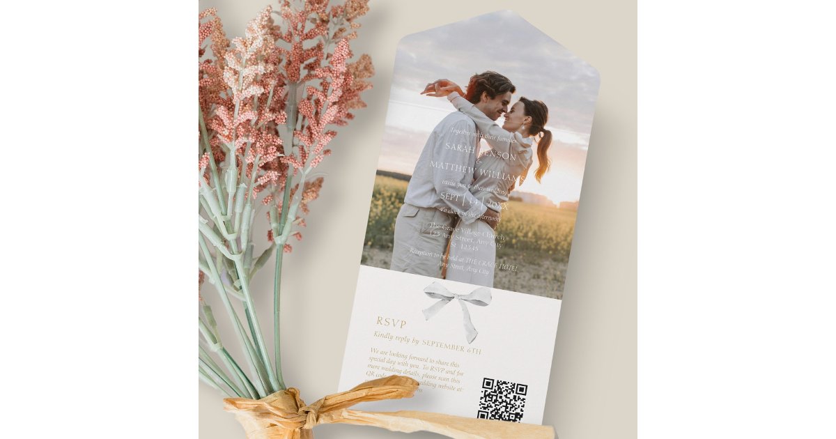Off White | Trendy White Ribbon & Photo Wedding OR All In One ...