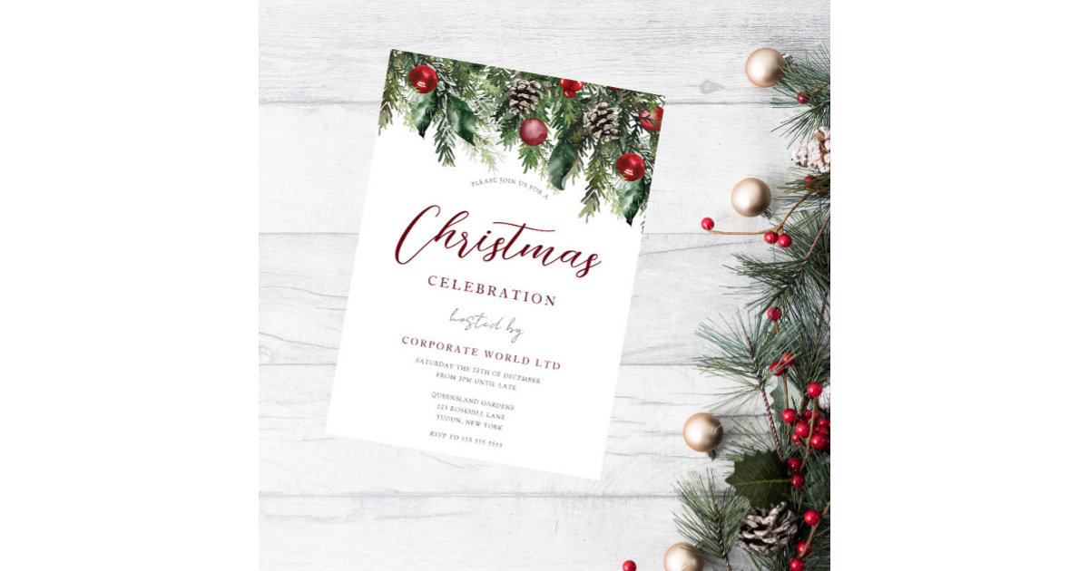 Office Corporate Christmas Party Celebration Invitation | Zazzle