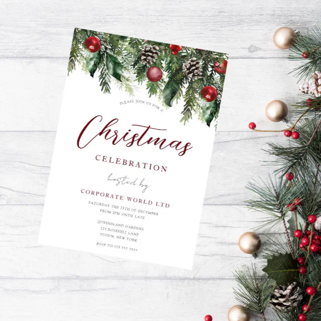 Office Corporate Christmas Party Celebration Invitation | Zazzle
