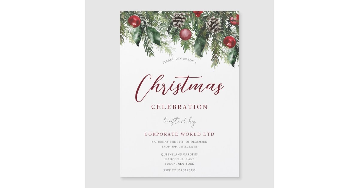 Office Corporate Christmas Party Celebration Magnetic Invitation | Zazzle