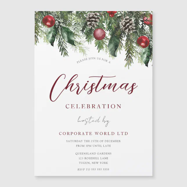 Office Corporate Christmas Party Celebration Magnetic Invitation | Zazzle