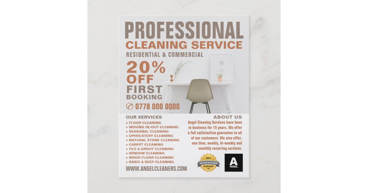Office Desk, Cleaning Service Advertising Flyer | Zazzle