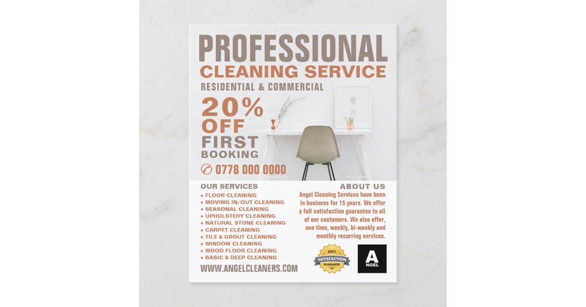 Office Desk, Cleaning Service Advertising Flyer | Zazzle