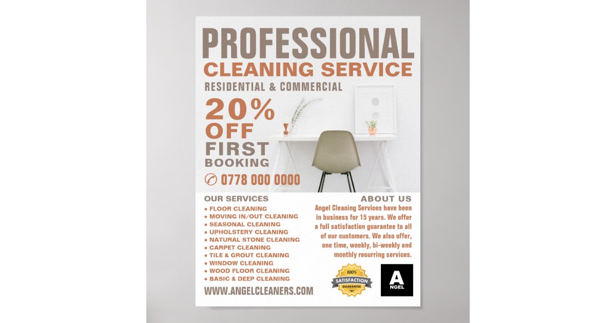 Office Desk, Cleaning Service Advertising Poster | Zazzle