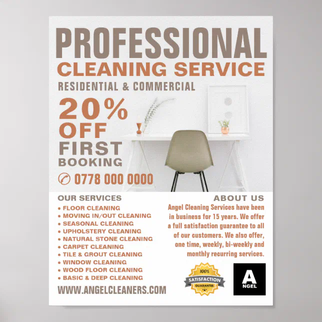 Office Desk, Cleaning Service Advertising Poster | Zazzle