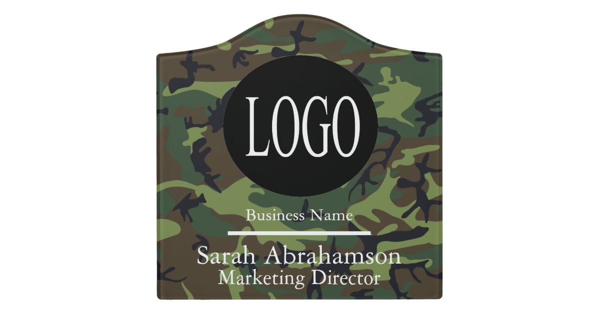 Office Door Sign Camouflage Army Custom Logo | Zazzle
