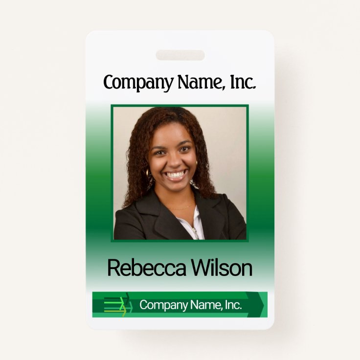 Office Employee Picture Badge - Green | Zazzle