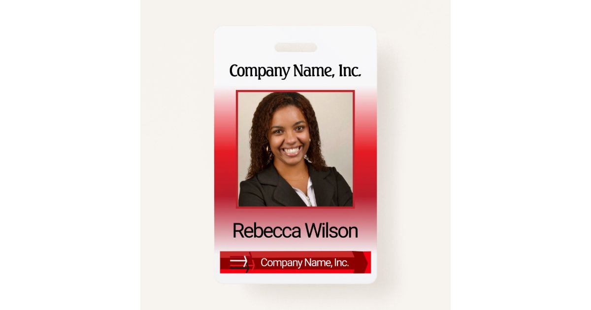 Office Employee Picture Badge - Red | Zazzle