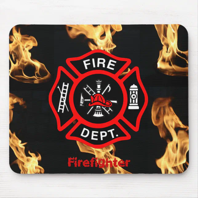 Office Gift for Firefighters Maltese Cross Fire Mouse Pad | Zazzle