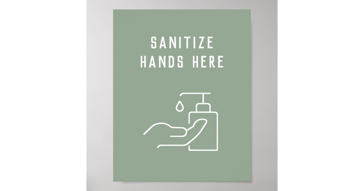 Office Hygiene Sanitize Your Hands Here Poster | Zazzle