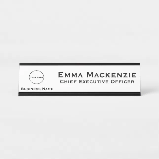 Office Logo Business Desk Sign Name Plate | Zazzle