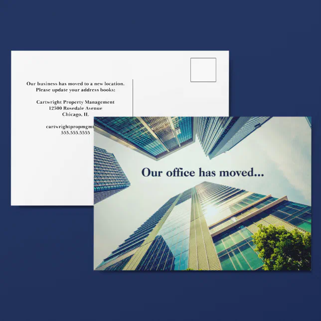 Office Moved Modern Building Change of Address Announcement Postcard ...