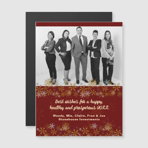 Office Photo Corporate Christmas Magnetic Cards | Zazzle
