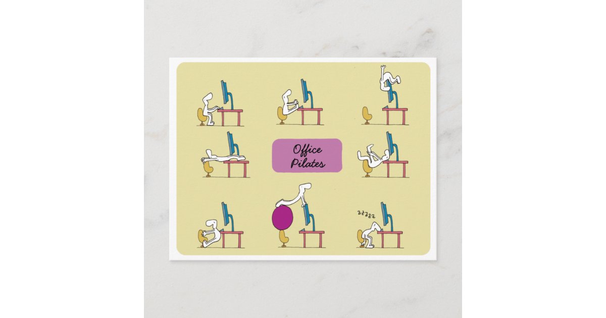 Office Pilates postcard, yellow Postcard | Zazzle