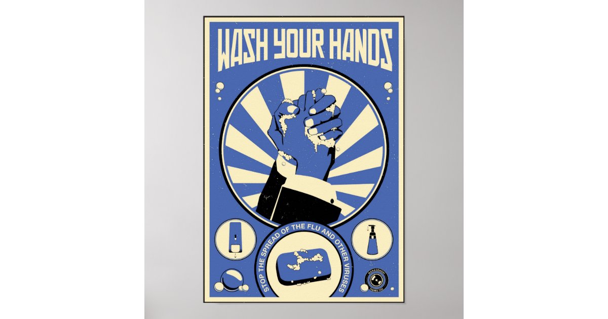 Office Propaganda: Wash your hands (blue) Poster | Zazzle