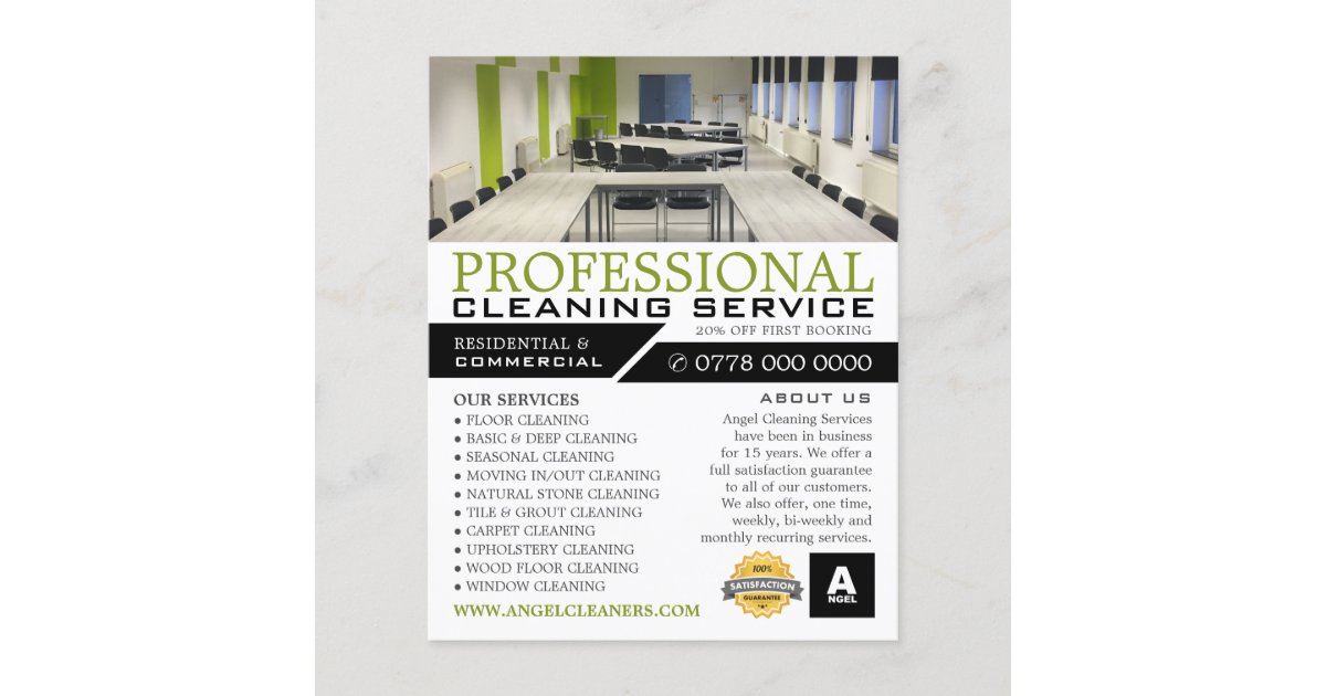 Office Setting, Cleaning Service Advertising Flyer | Zazzle