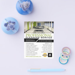 Office Setting, Cleaning Service Advertising Flyer | Zazzle