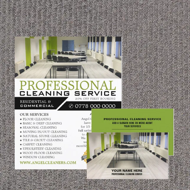 Office Setting, Cleaning Service Advertising Flyer | Zazzle
