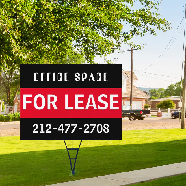 Office Space for Lease Customizable Black-Red Sign | Zazzle