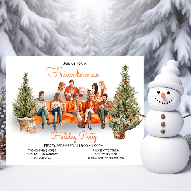 Office workers Friendsmas Holiday Christmas Party Invitation | Zazzle