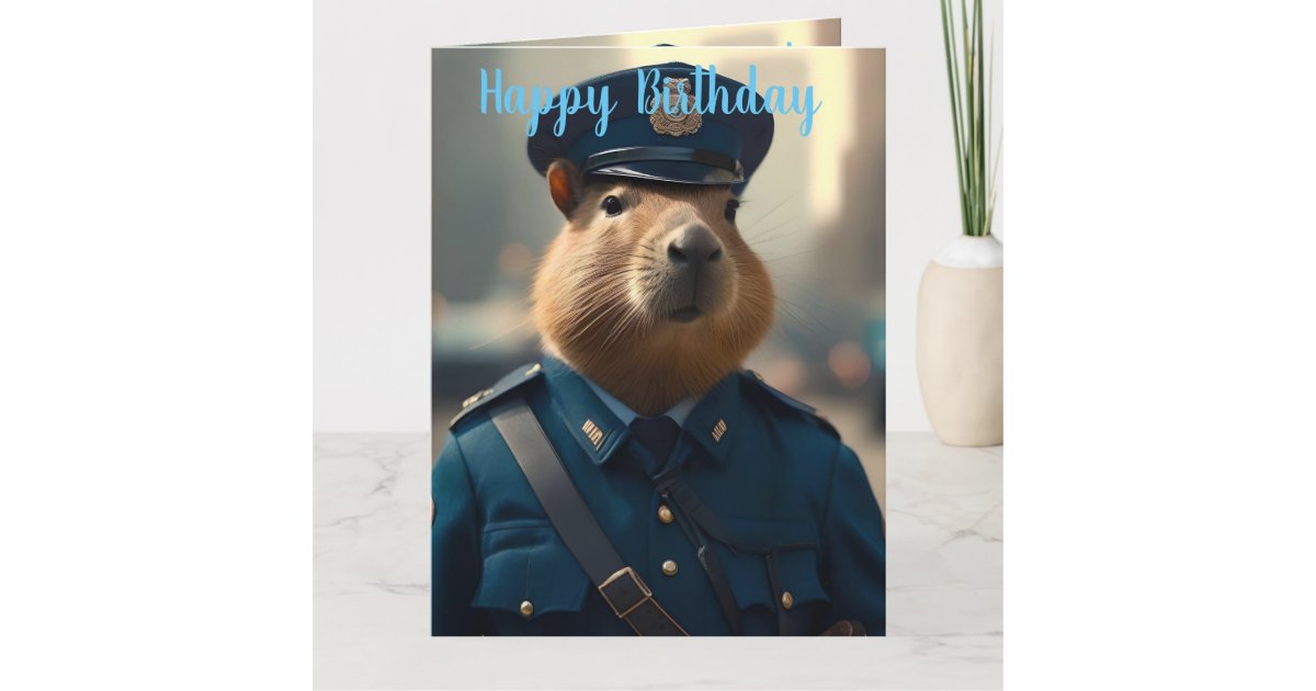 Officer Capybara: Keeping the Peace, Card | Zazzle