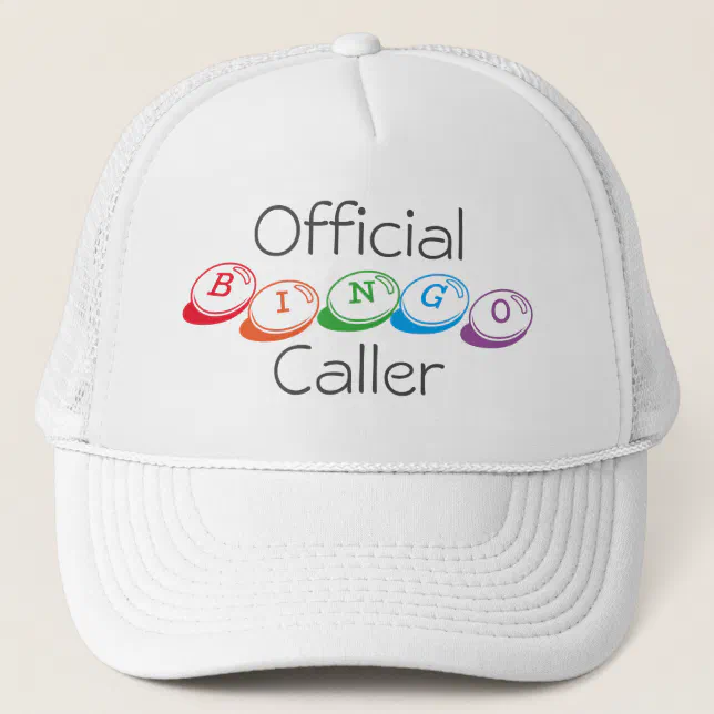 Official BINGO Caller in Colorful Lettering Trucker Hat | Zazzle