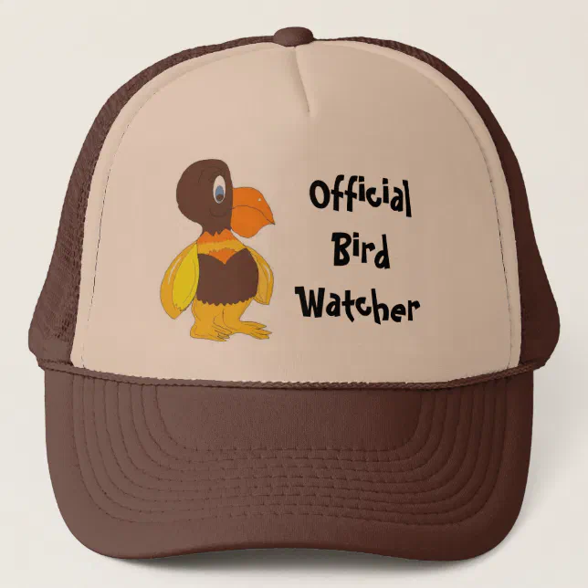 Official Bird Watcher- Cartoon Bird Trucker Hat | Zazzle