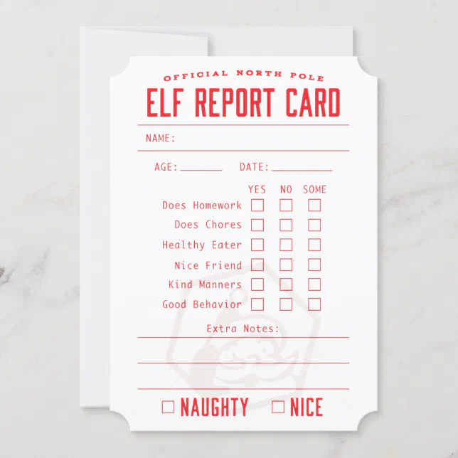 Official Elf Formal Report Card | Zazzle