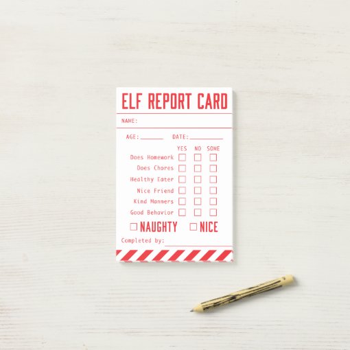 Official Elf Report Card Mini Post-it Notes | Zazzle