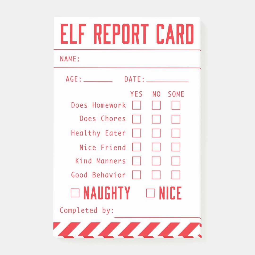 Official Elf Report Card Mini Post-it Notes | Zazzle