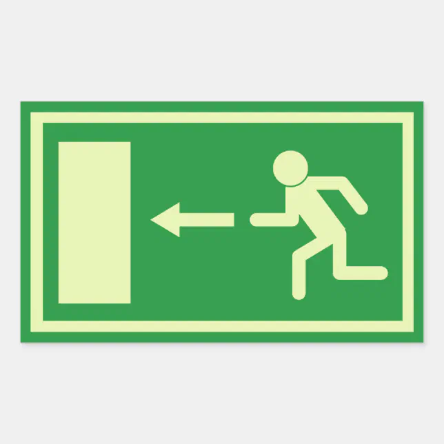 Official Euro Emergency, fire exit sign (left) Rectangular Sticker | Zazzle