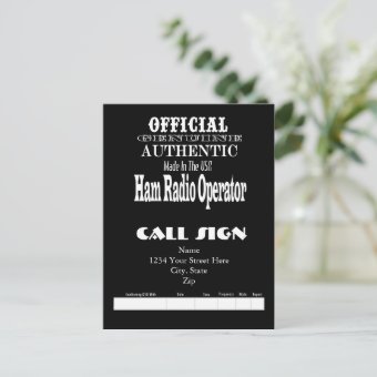 Official Genuine Made USA Ham Radio QSL Card | Zazzle
