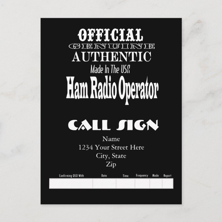 Official Genuine Made USA Ham Radio QSL Card | Zazzle