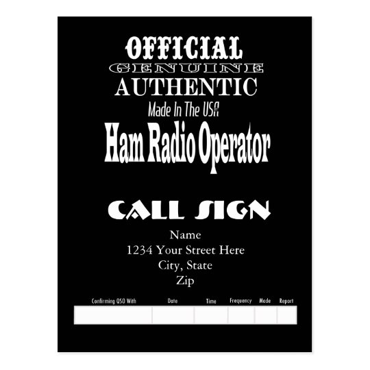 Official Genuine Made USA Ham Radio QSL Card | Zazzle.com