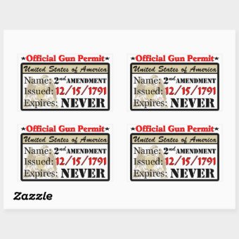 Official Gun Permit! Rectangular Sticker | Zazzle