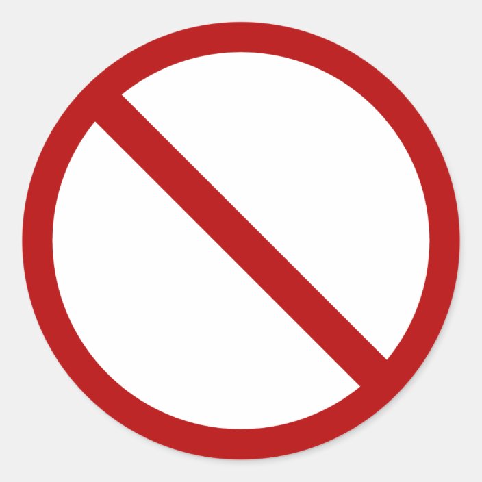 Official international no symbol ISO 3864-1 Classic Round Sticker ...