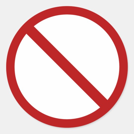 Official international no symbol ISO 3864-1 Classic Round Sticker ...