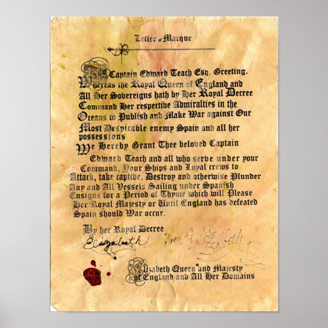 Official Letter of Marque Poster | Zazzle
