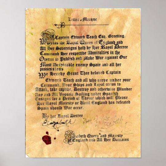 Official Letter of Marque Poster | Zazzle.com