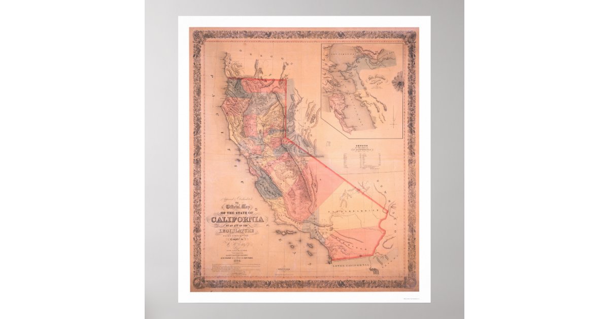 Official Map of California Poster | Zazzle