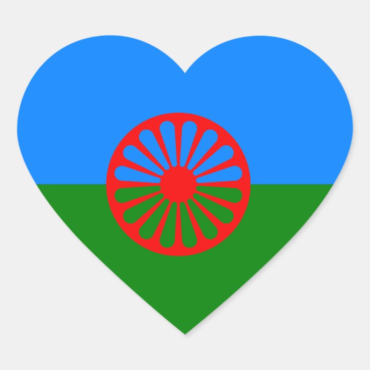 Official Romany gypsy flag Heart Sticker | Zazzle