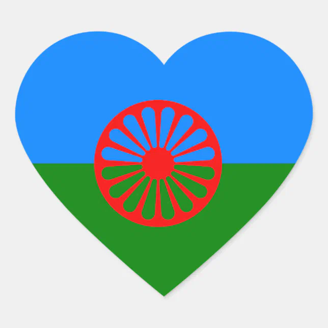 Official Romany gypsy flag Heart Sticker | Zazzle