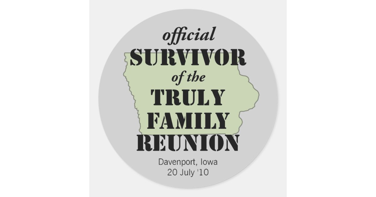 Official Survivor of Family Reunion - Iowa Classic Round Sticker | Zazzle