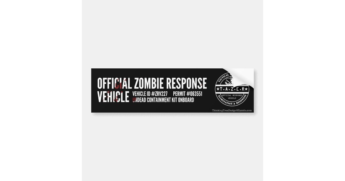 Official Zombie Response Vehicle Bumper Sticker | Zazzle